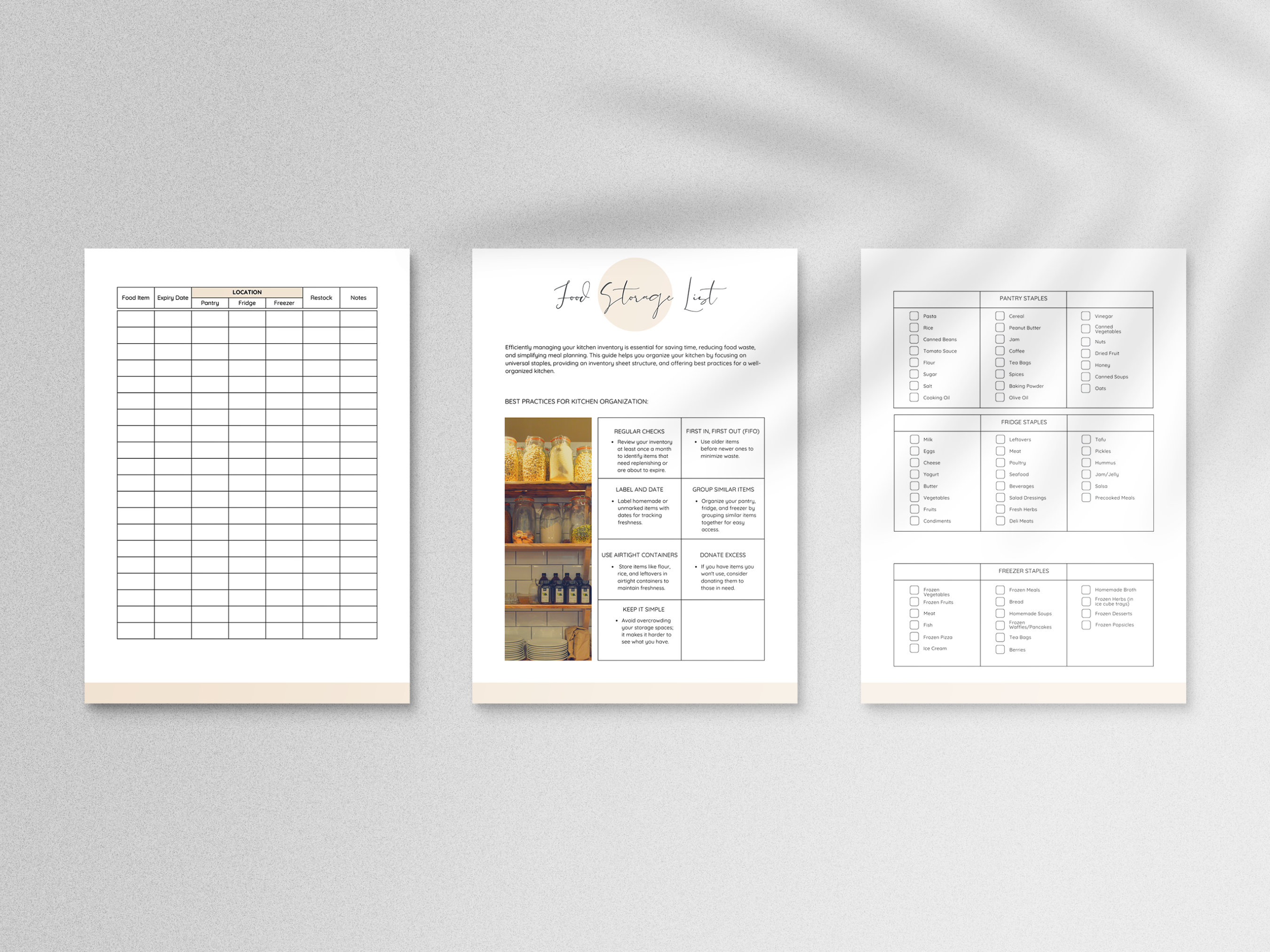 Food Storage List Kitchen Inventory Pantry Organizer Food Checklist ...