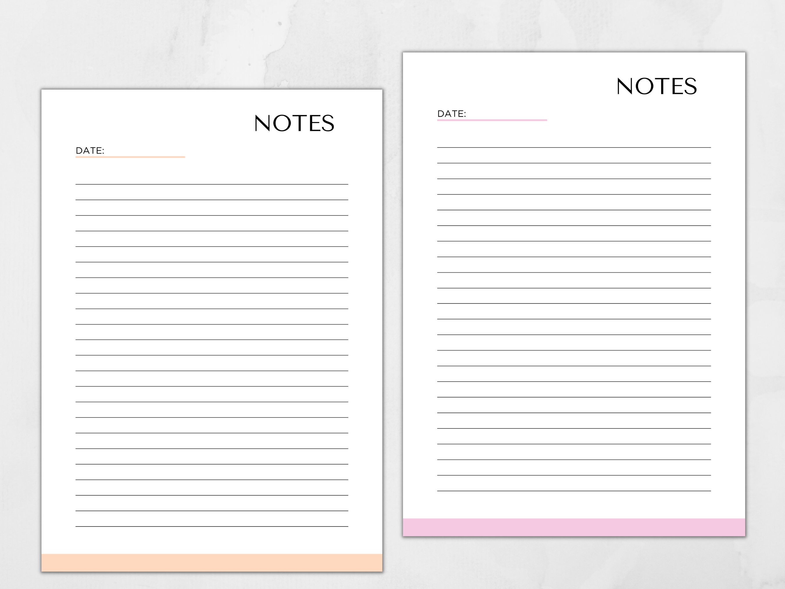 Notes Page Printable, Lined Notes Template, Note Taking, Writing Paper ...