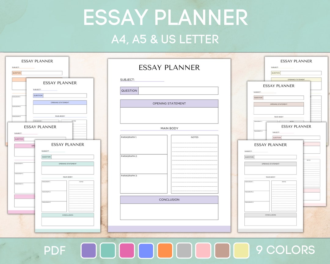 Essay Planner Printable, Editable Essay Writing Template, Planner ...