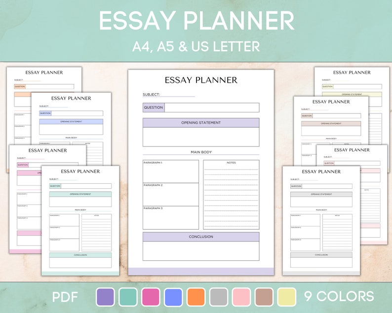 Essay Planner Printable, Editable Essay Writing Template, Planner Student, Planner Insert, PDF ...