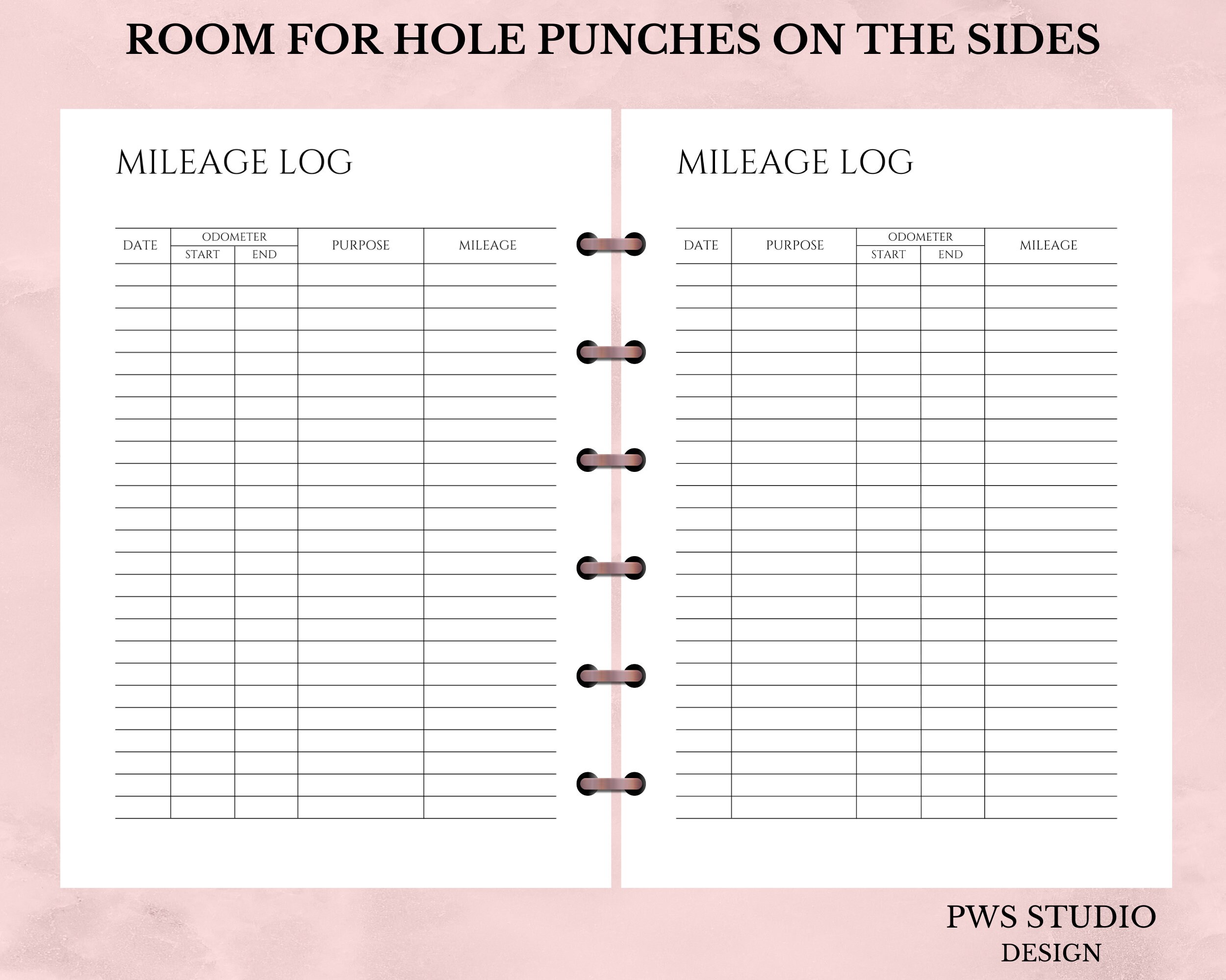 Mileage Log Planner Printable, Vehicle Miles Travelled Tracker, Car ...