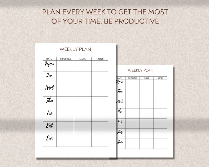 Weekly Planner Printable and Editable, 7 Day Work Template, Monday to ...