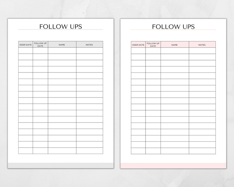Printable Follow up Tracker, Editable Customer Tracker, Small Business ...