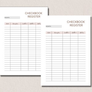 Checkbook Register Printable and Editable, Transaction Sheet, Planner ...
