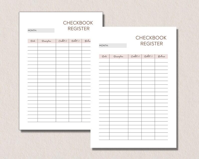 Checkbook Register Printable and Editable, Transaction Sheet, Planner ...