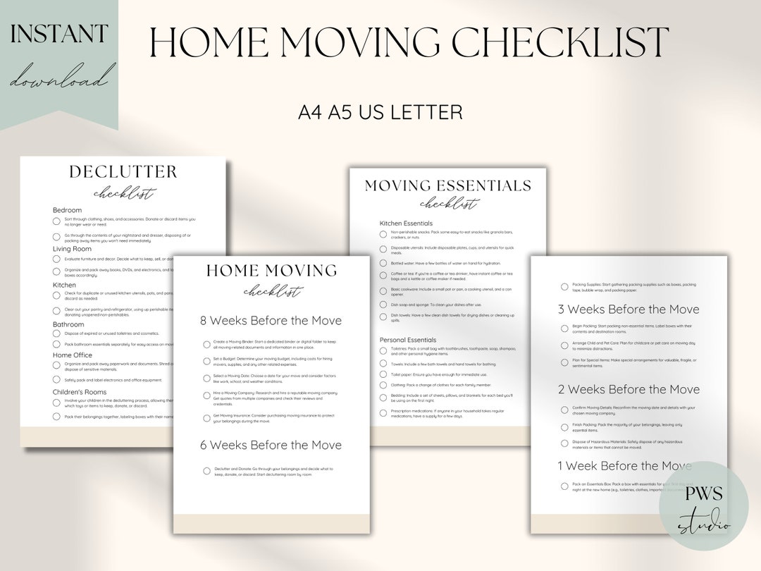 Home Moving Checklist Moving Planner Moving Binder Moving List ...