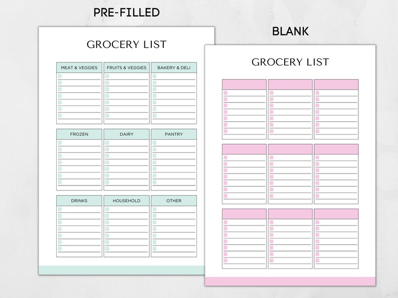Printable Grocery List Template, Editable Grocery Planner, Food ...