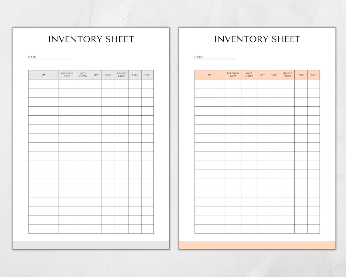 Printable Reseller Inventory Sheet, Editable Small Business Inventory ...