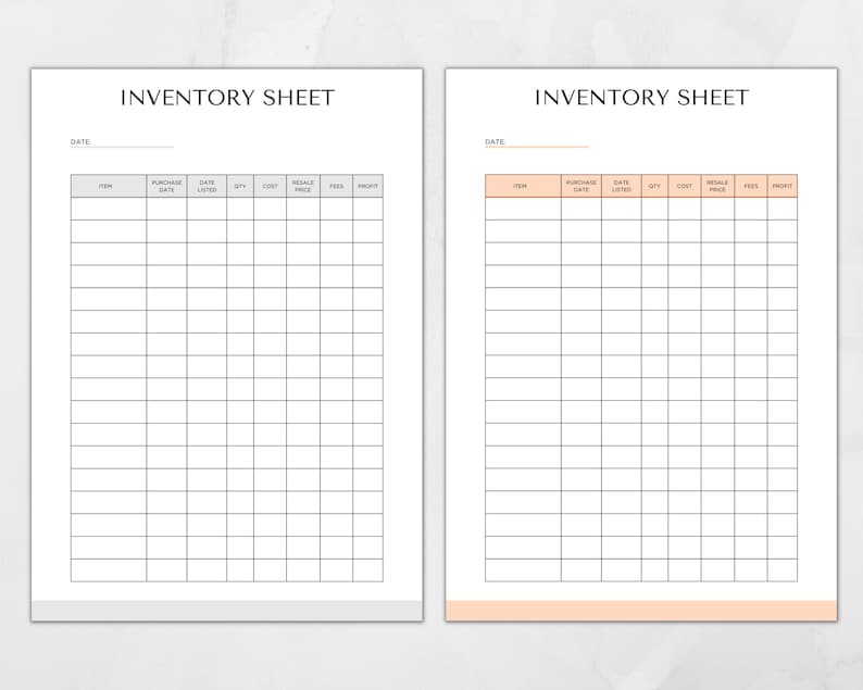 Printable Reseller Inventory Sheet, Editable Small Business Inventory Tracker, Inventory ...