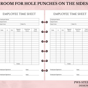 Employee Time Sheet Editable and Printable, Work Schedule Log ...