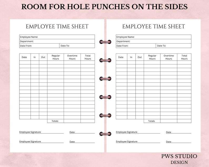 Employee Time Sheet Editable and Printable, Work Schedule Log ...