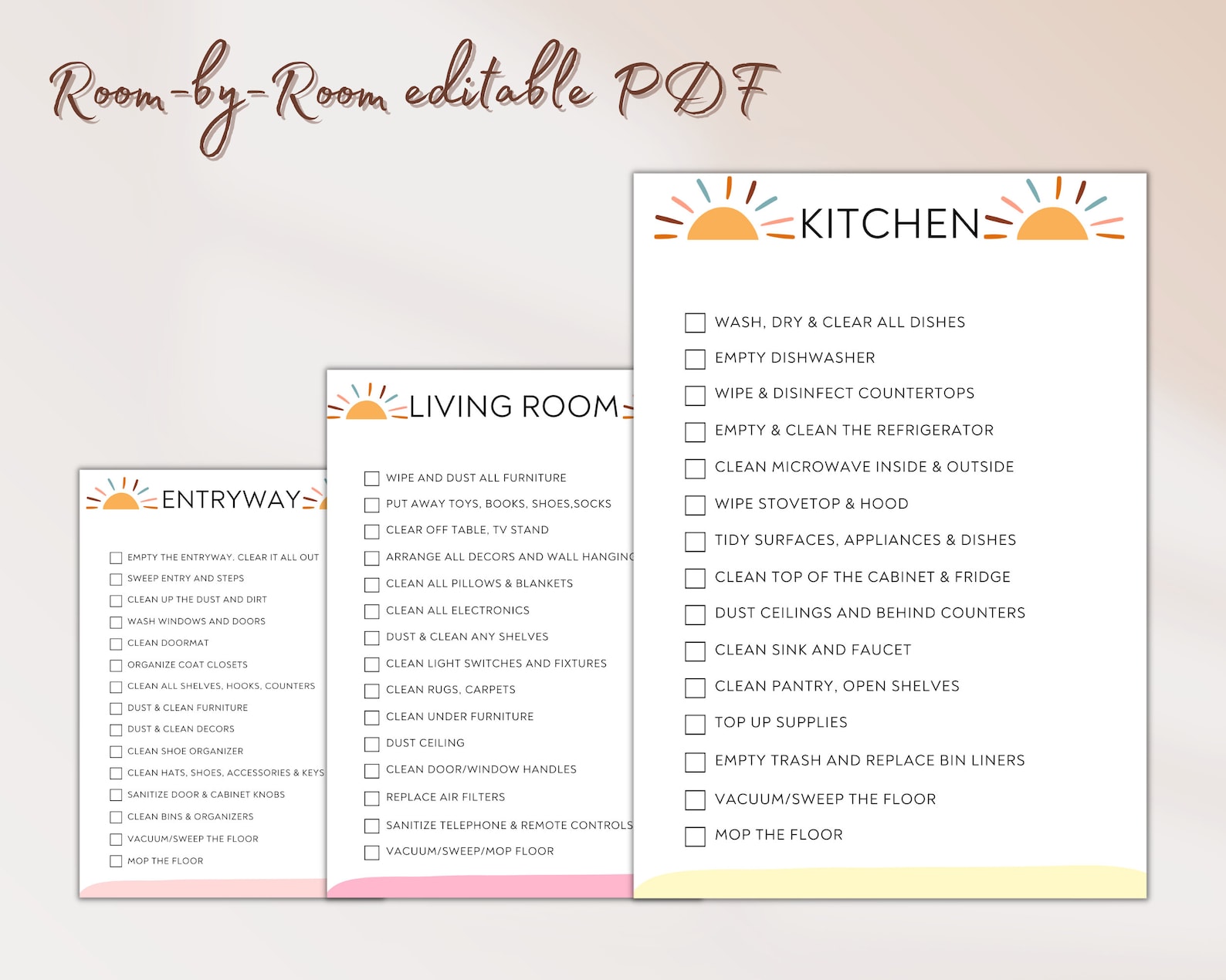 Editable and Printable Cleaning Card, Family Cleaning Cards, Room ...