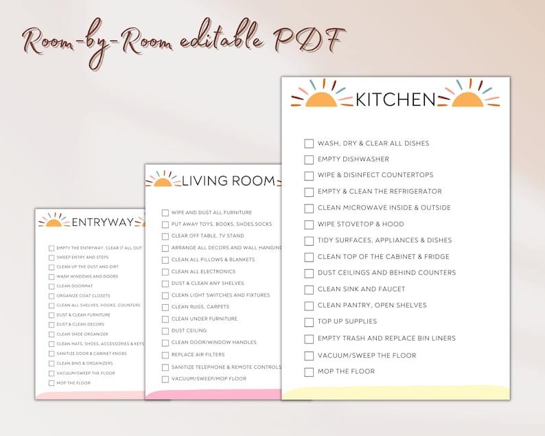 Editable and Printable Cleaning Card, Family Cleaning Cards, Room ...