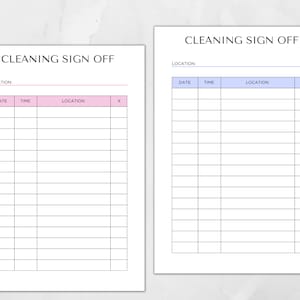 Printable Cleaning Sign off Sheet, Restroom Cleaning, Bathroom Cleaner ...