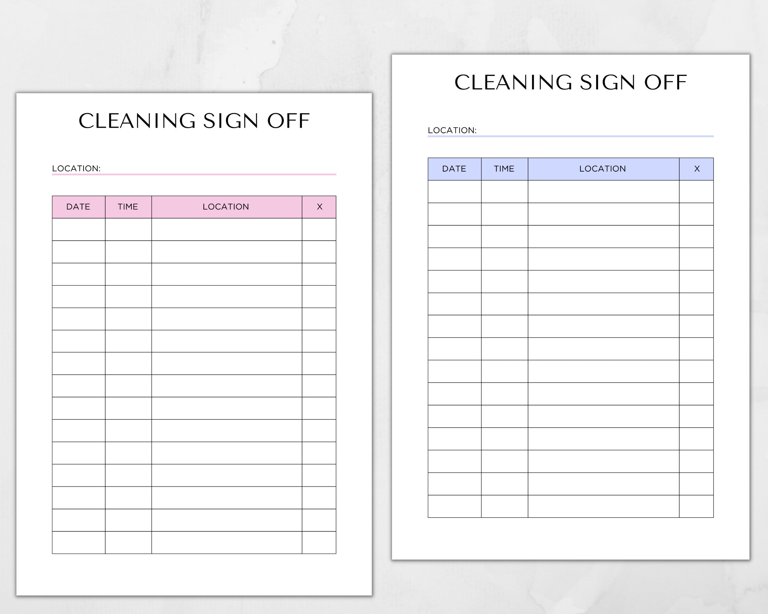 Printable Cleaning Sign off Sheet, Restroom Cleaning, Bathroom Cleaner ...