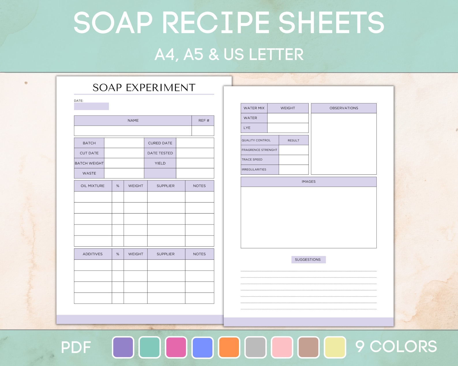 Blank Soap Recipe Sheet Printable, Editable Soap Making Recipe Cards ...