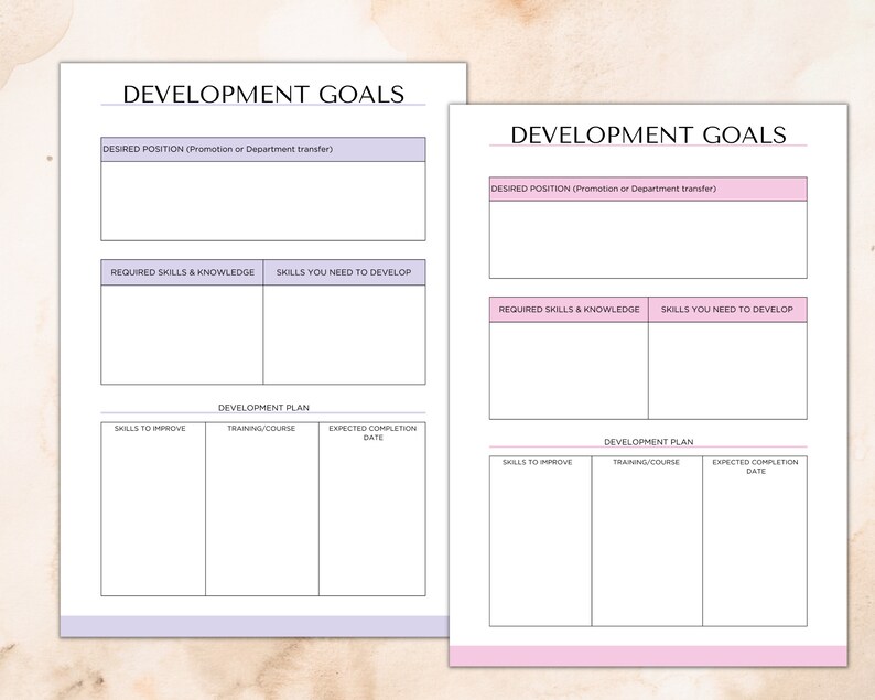 Development Goals Template, Printable, Editable Career Growth Sheet ...