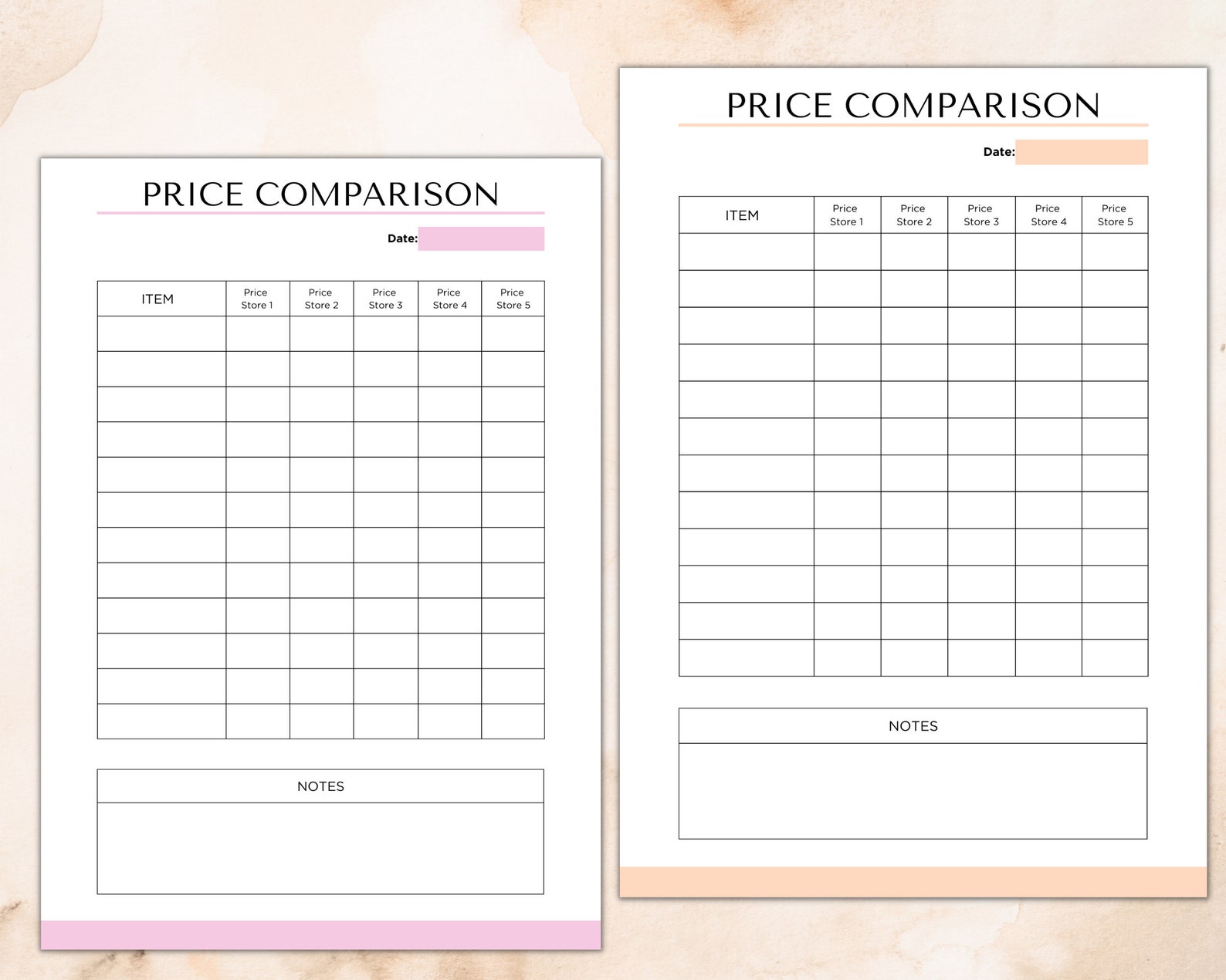 Price Comparison Template, Grocery Price Comparison Sheet, Price Book ...