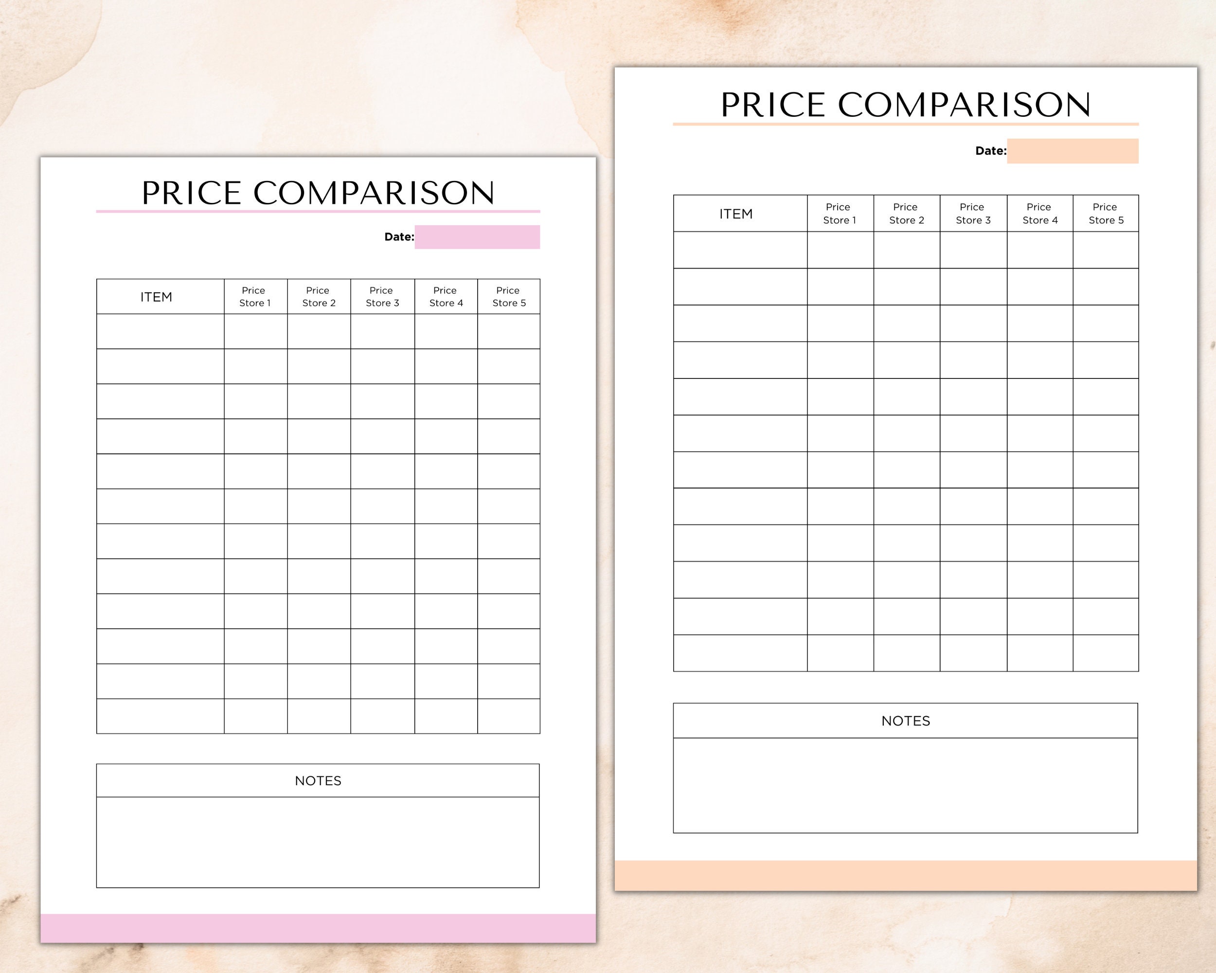 Price Comparison Template, Grocery Price Comparison Sheet, Price Book ...