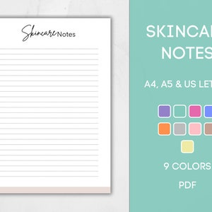 Printable Skincare Notes Template, Editable Skincare Routine Log ...