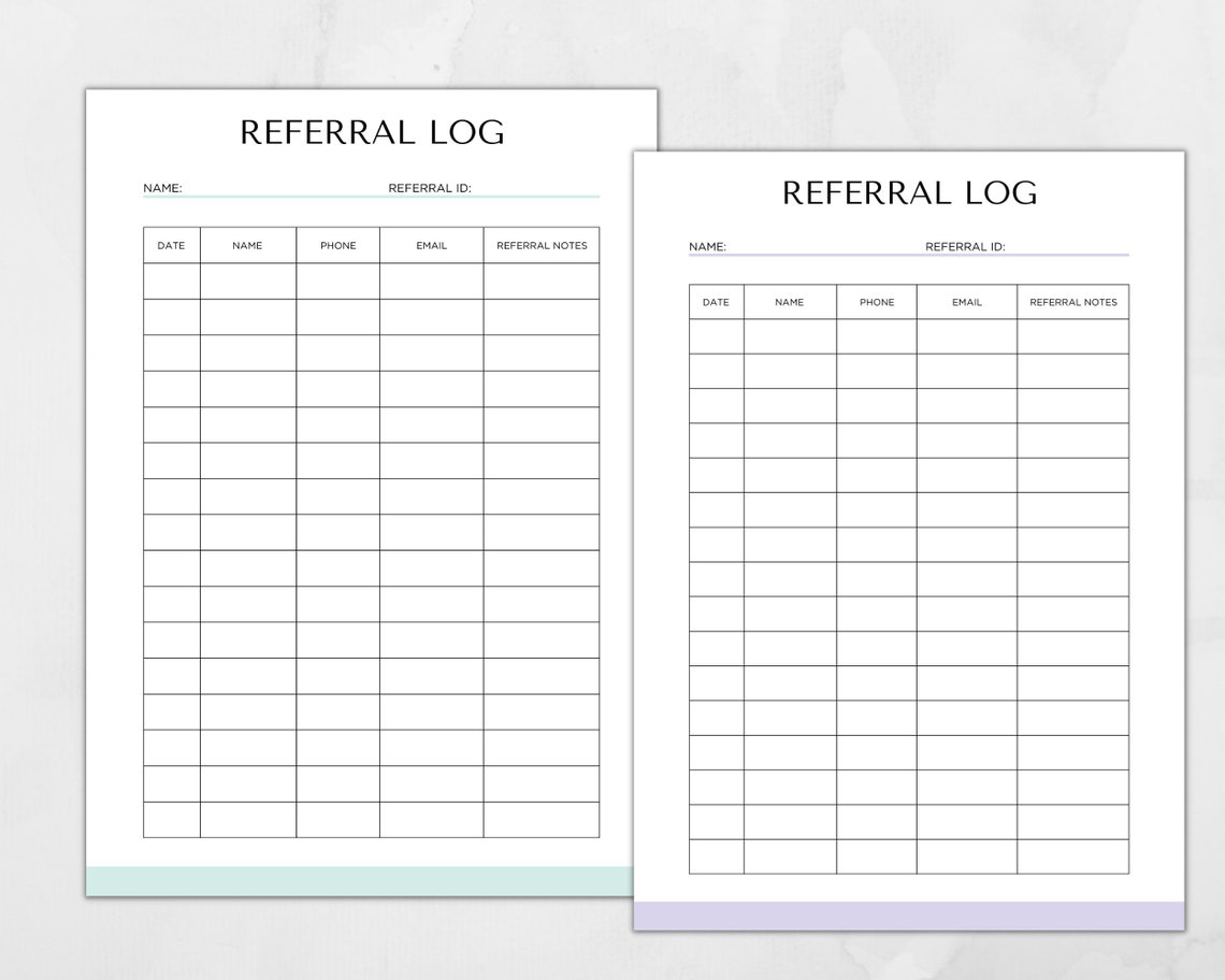 Printable Referral Log, Editable Client Referral Tracking, Referrals ...