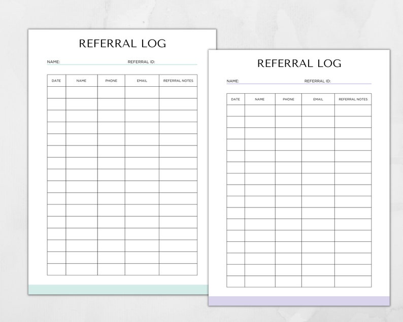 Printable Referral Log, Editable Client Referral Tracking, Referrals ...