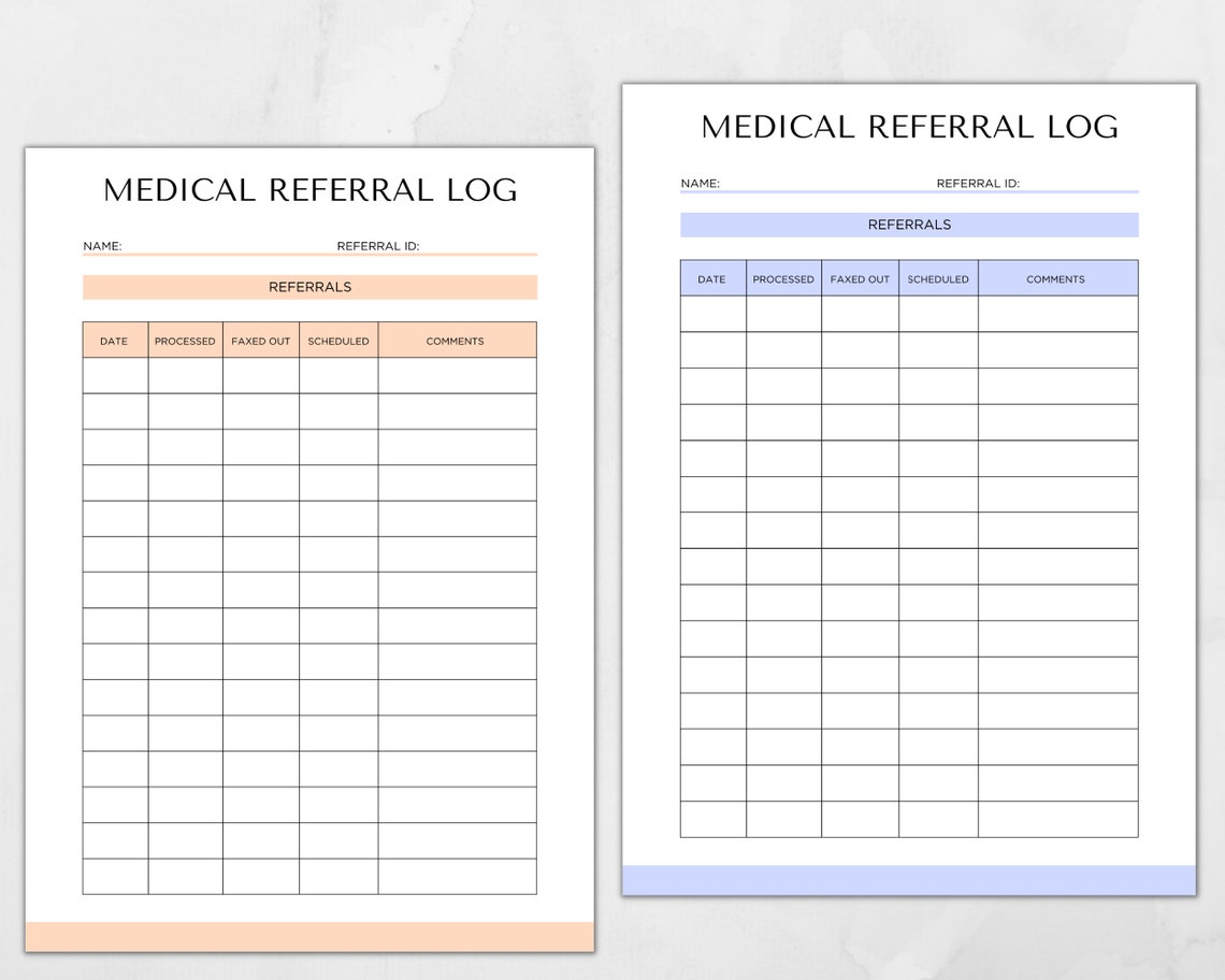 Printable Medical Referral Log, Patient Referral Tracker, Track ...
