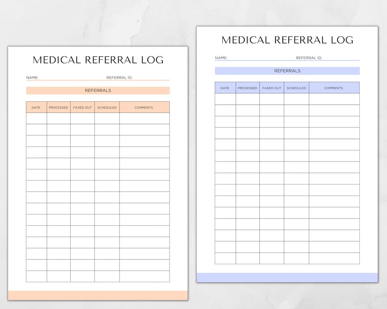 Printable Medical Referral Log, Patient Referral Tracker, Track ...