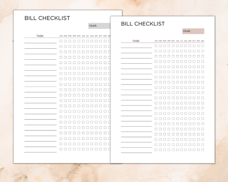 Editable Monthly Bill Payment Tracker, Printable Bill Payment Checklist ...