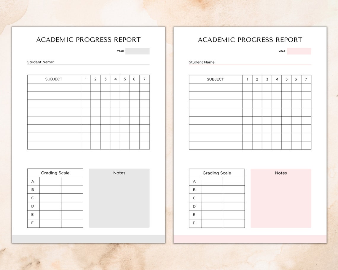 Homeschool Report Card, Printable Progress Report, Home School Academic ...