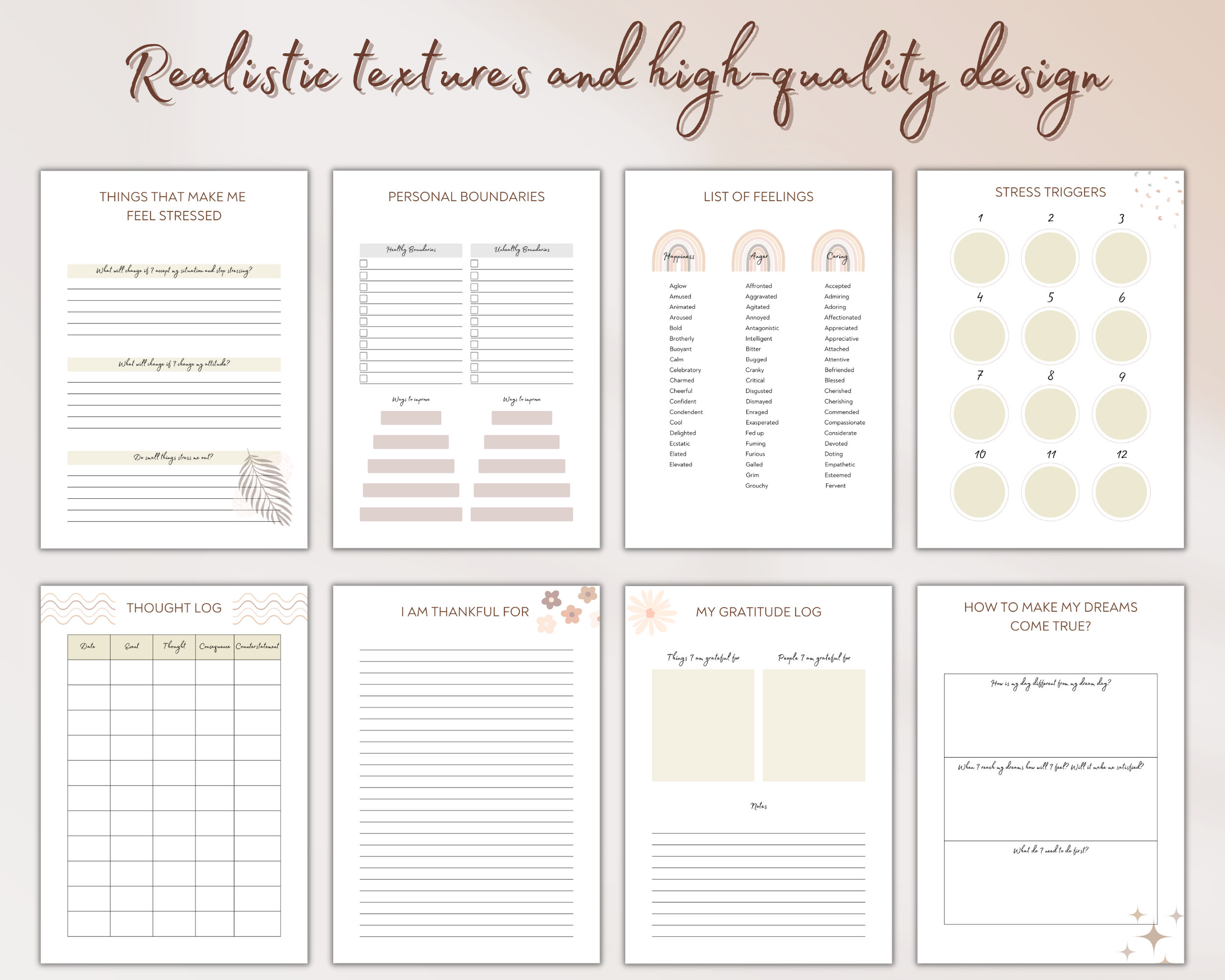 Therapy Journal Worksheets, Mental Health Journal, Self Care Planner ...