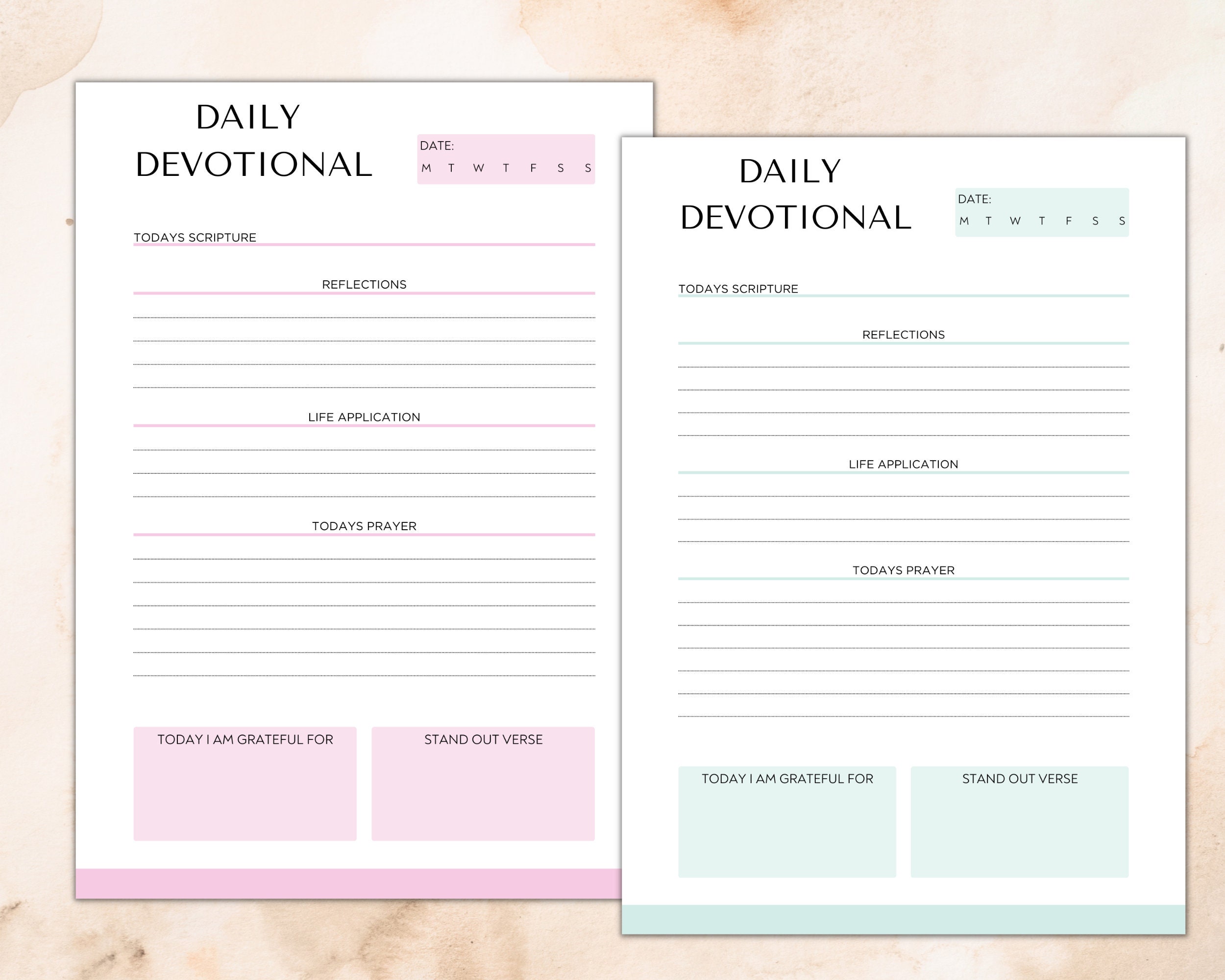 Daily Devotional, Editable Printable Bible Scripture Study, Template ...