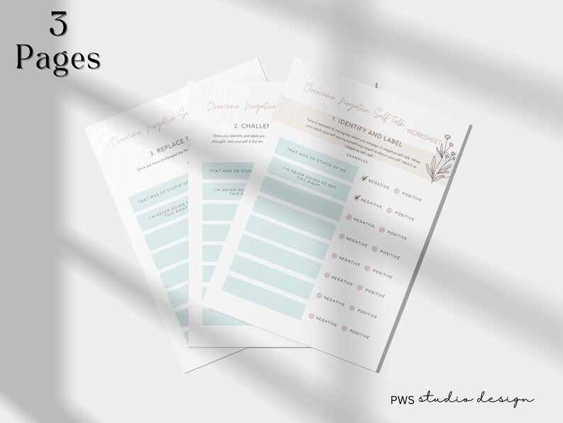 Overcome Negative Self-talk Worksheet Printable Inner Critic Challenge ...