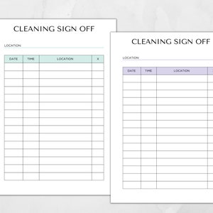 Printable Cleaning Sign off Sheet, Restroom Cleaning, Bathroom Cleaner ...