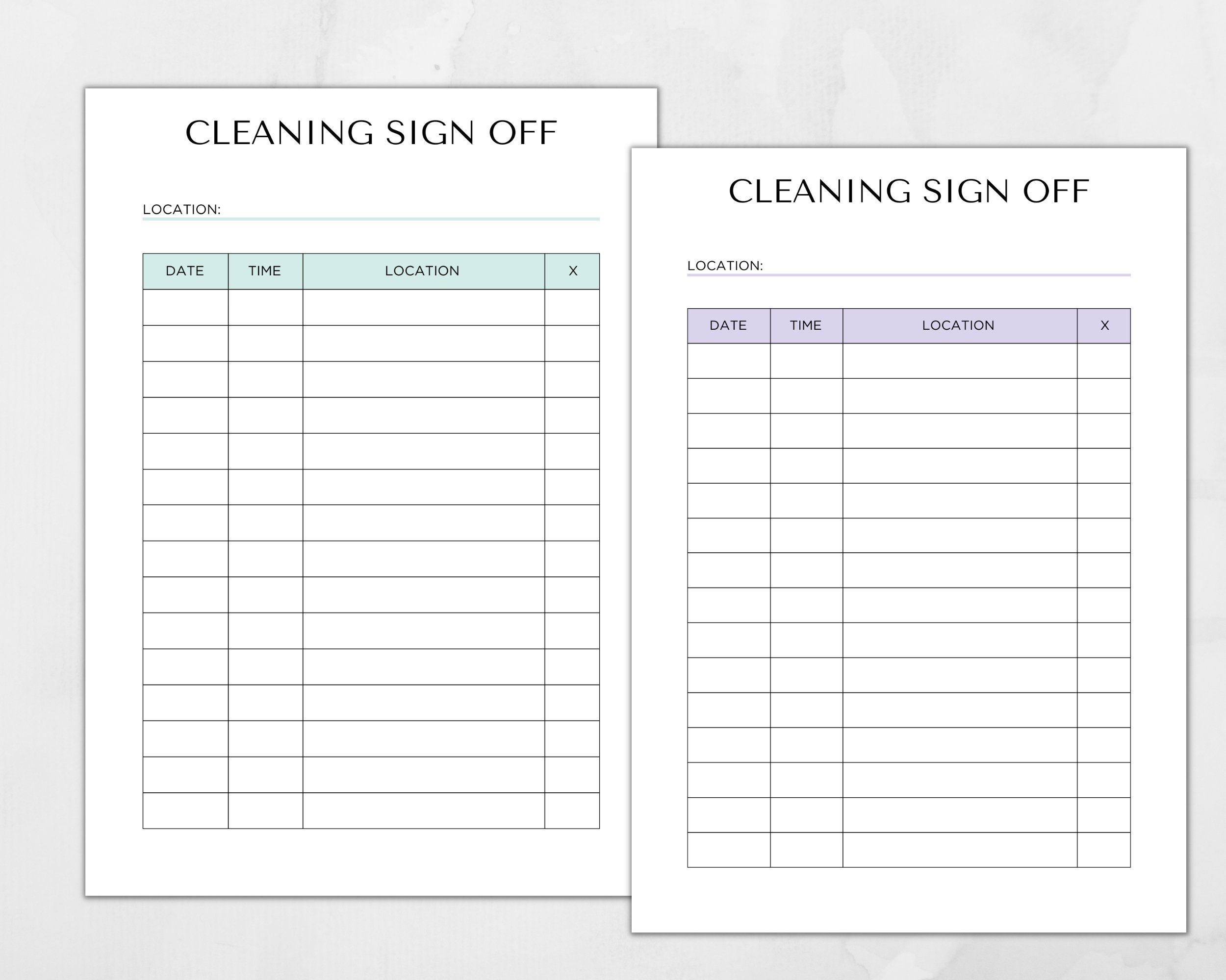 Printable Cleaning Sign off Sheet, Restroom Cleaning, Bathroom Cleaner ...