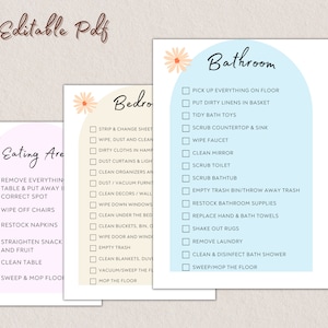 Editable and Printable Cleaning Card, Family Cleaning Cards, Room ...
