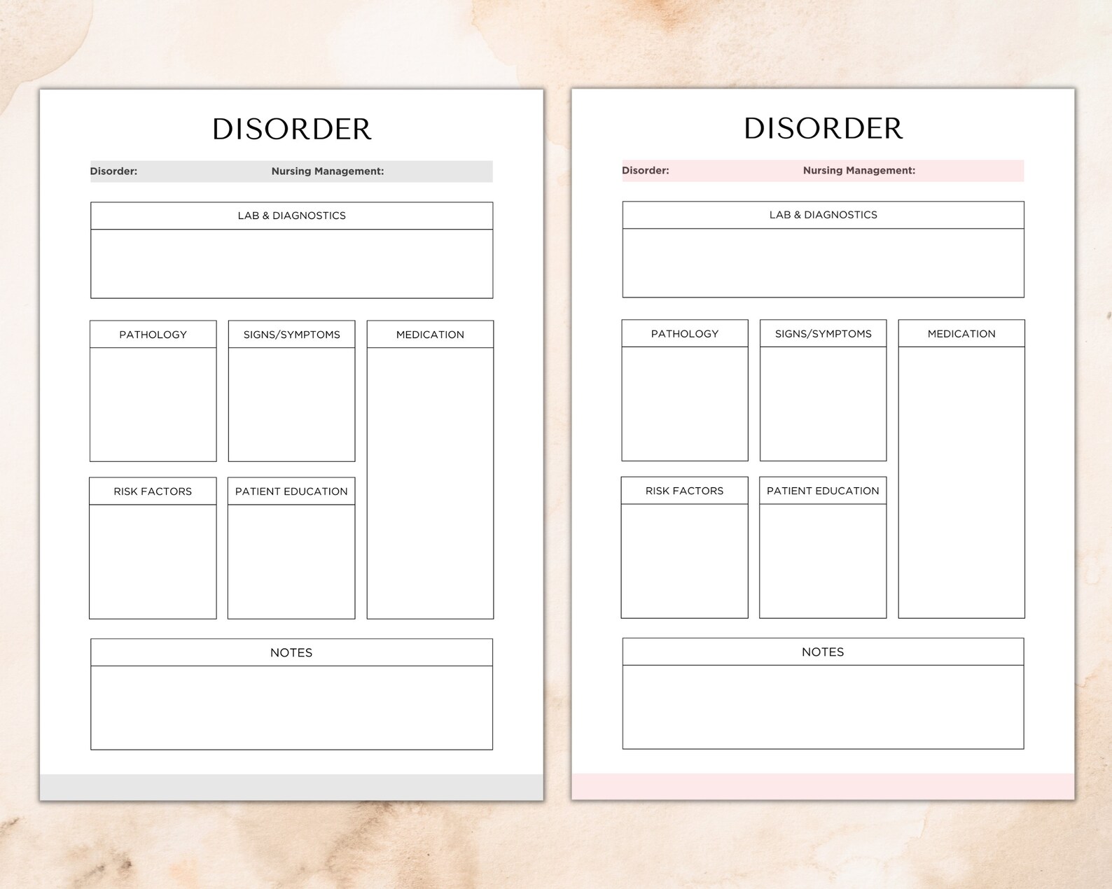 Nursing Disorder Template, Student Nurse Disease Management, Student ...