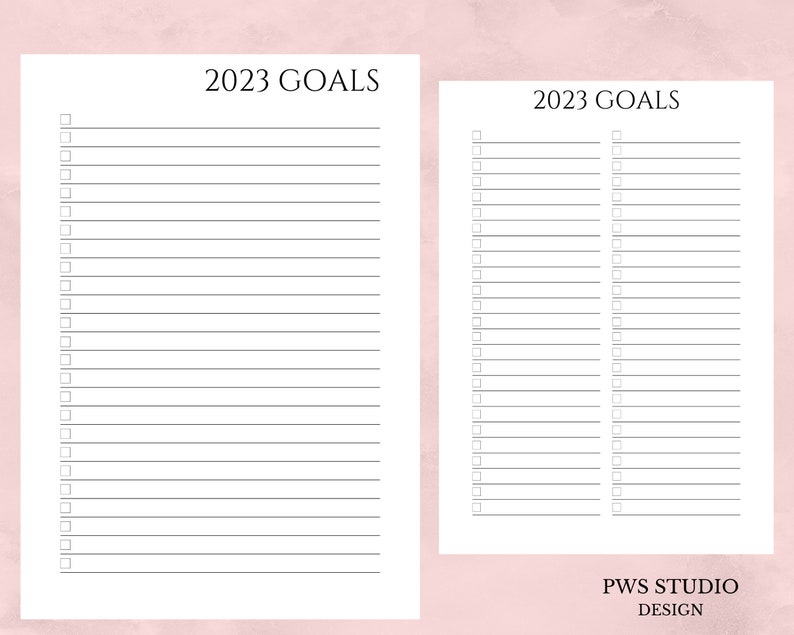 2023 Goals Printable Sheet, Goals Checkbox Sheet , Goals Planner, Goals ...