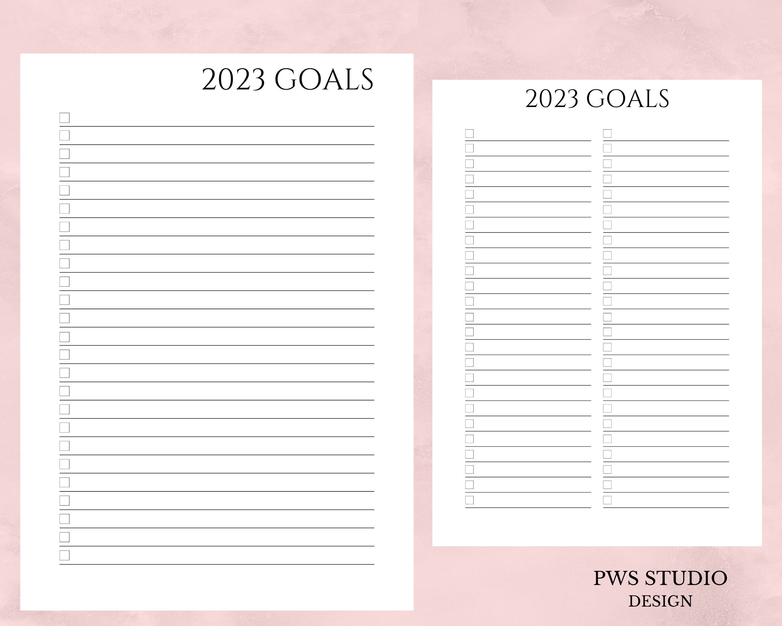 2023 Goals Printable Sheet, Goals Checkbox Sheet , Goals Planner, Goals ...