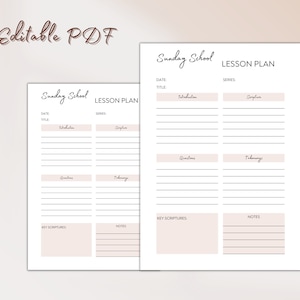 Sunday School Lesson Plan Printable, Sunday School Teacher Planner ...