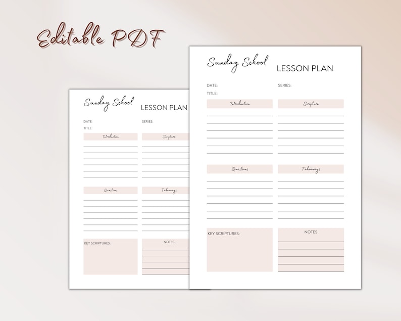 Sunday School Lesson Plan Printable, Sunday School Teacher Planner ...