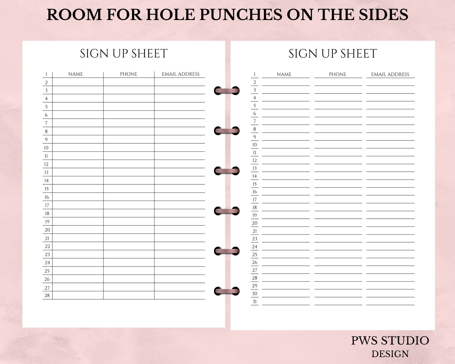 Editable Sign up Sheet, Minimalist Sign up Sheet, Printable Sign Up ...