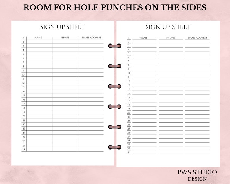 Editable Sign up Sheet, Minimalist Sign up Sheet, Printable Sign Up ...