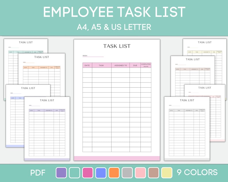 Printable Employee Task List, Task Management, Employee Task Management ...