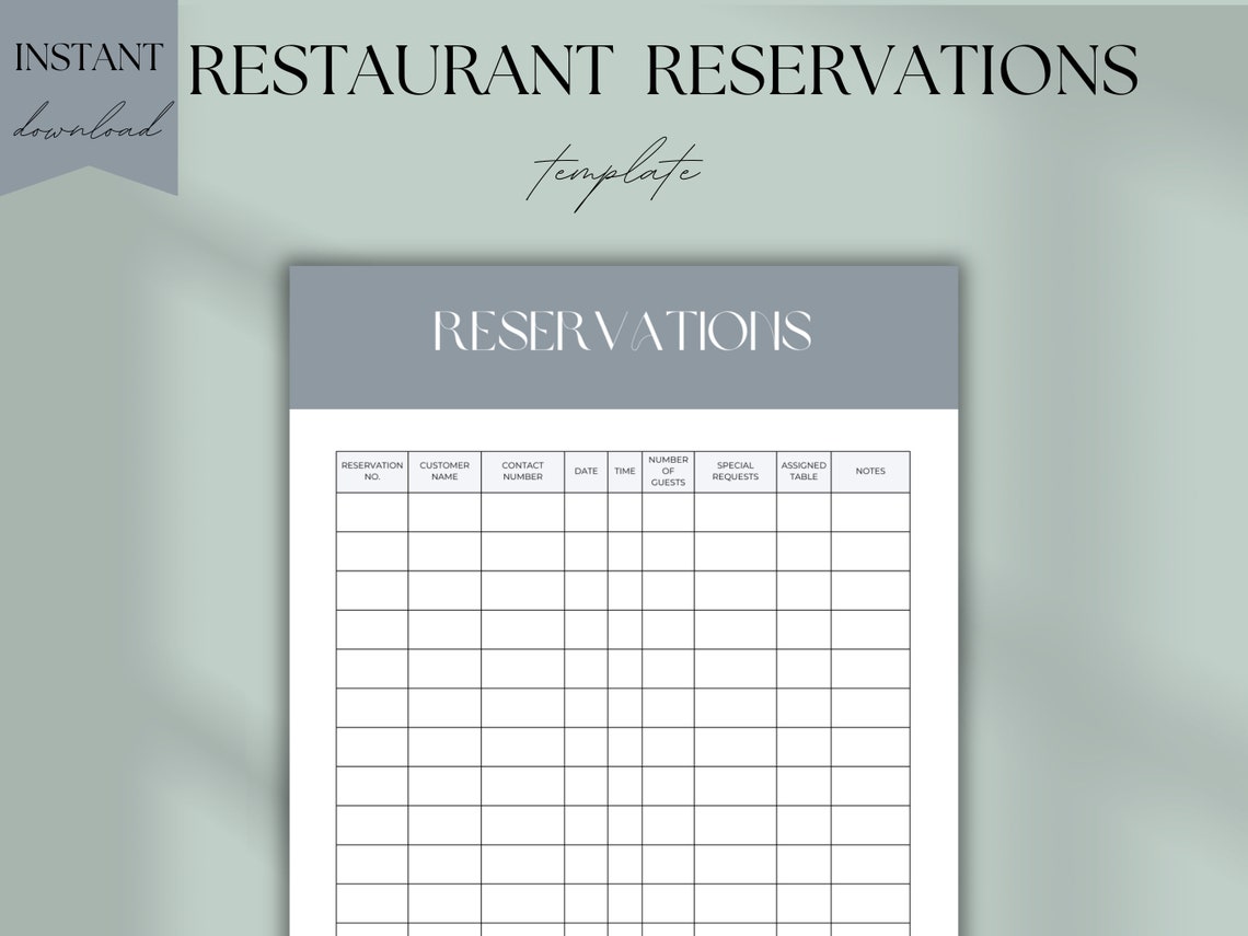 Editable Restaurant Reservation Template Restaurant Table Reservation ...