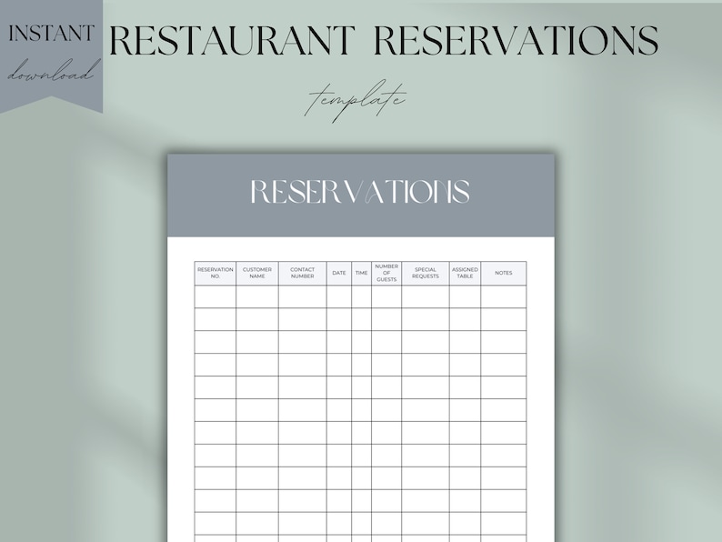 Editable Restaurant Reservation Template Restaurant Table Reservation ...