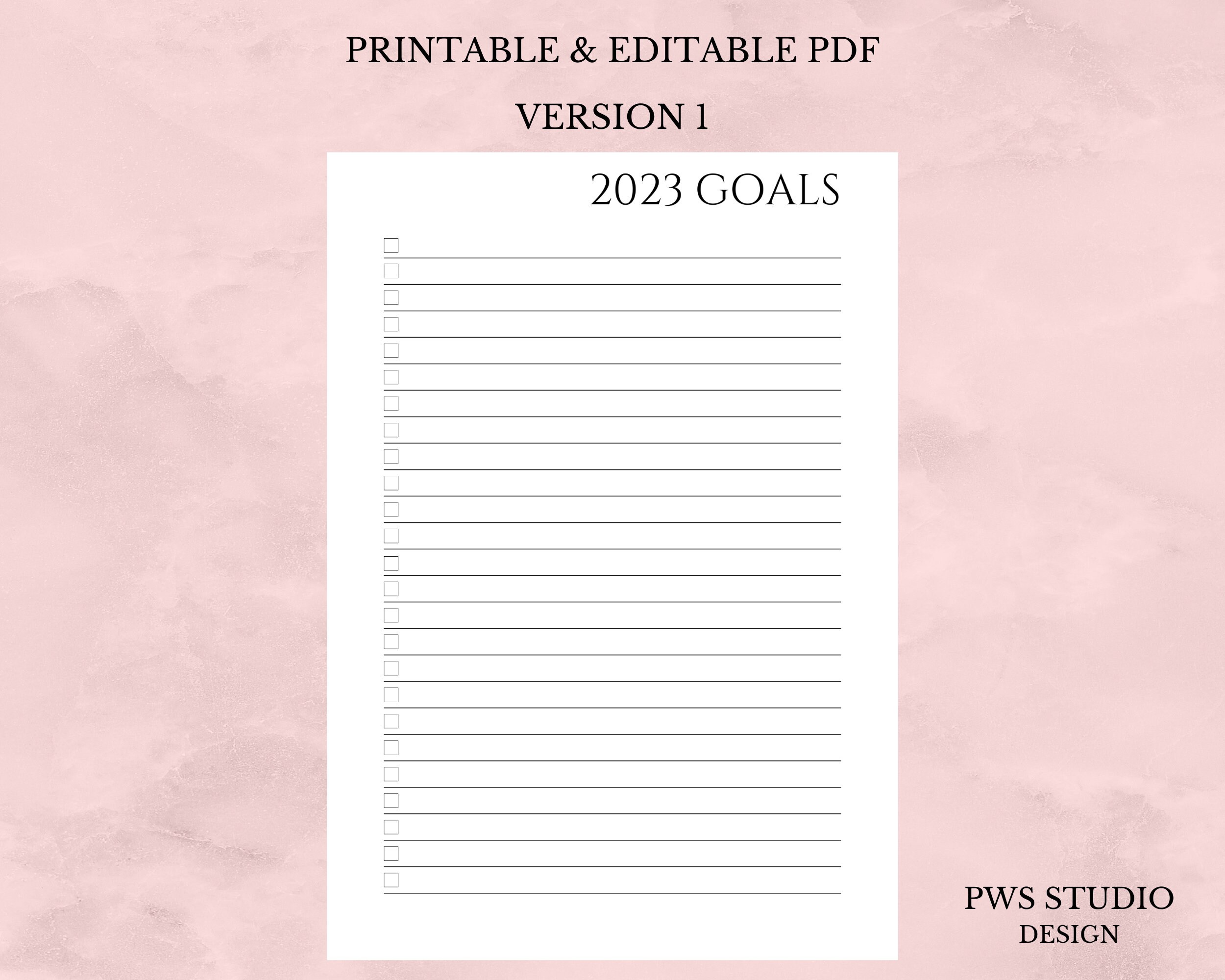 2023 Goals Printable Sheet, Goals Checkbox Sheet , Goals Planner, Goals ...