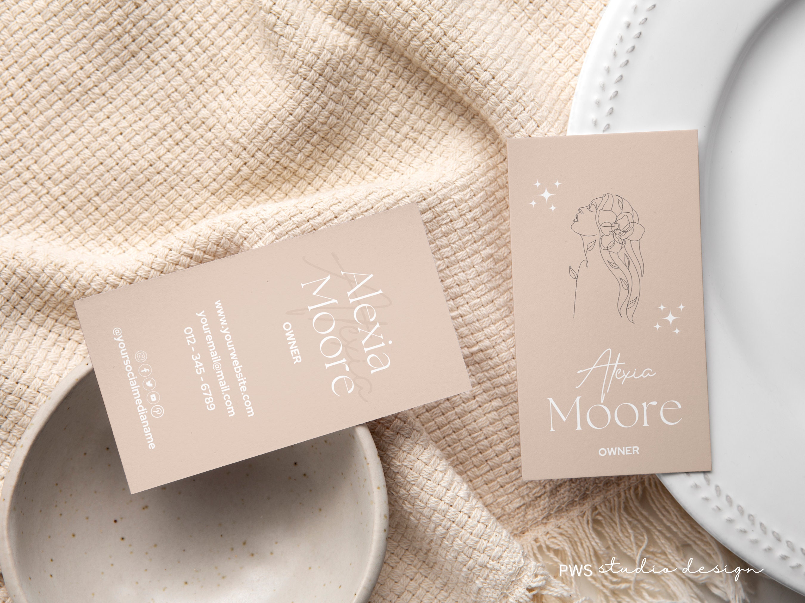 Editable Boho Business Card Template DIY Business Card Design Custom ...