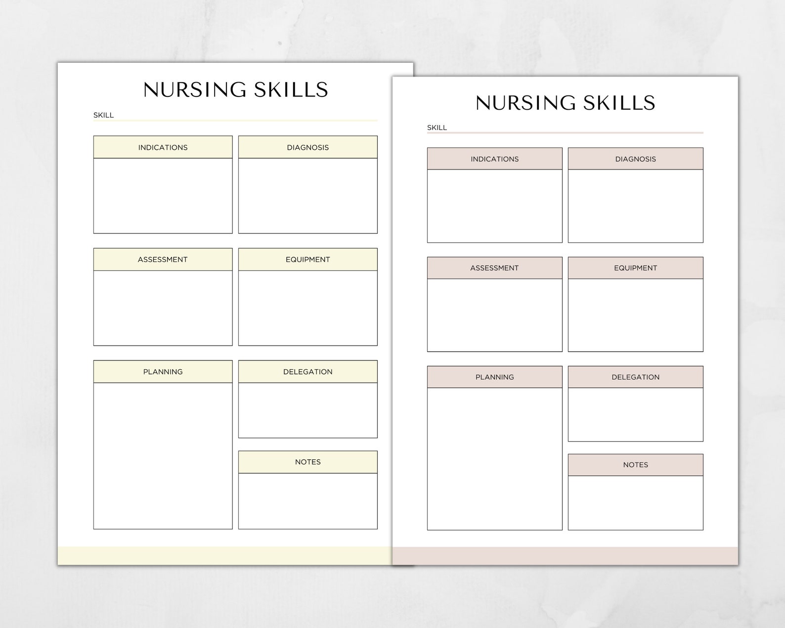 Printable Nursing Skills Template, Nursing Student Notes, Nursing ...