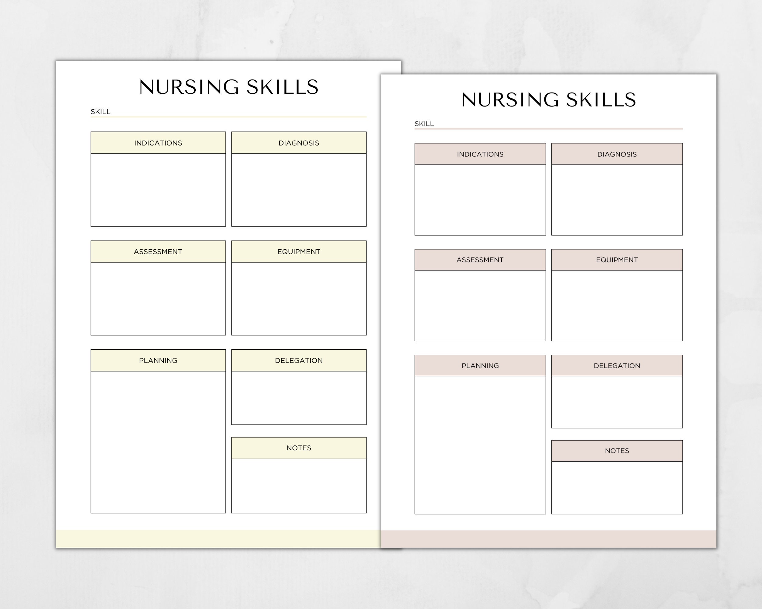 Printable Nursing Skills Template, Nursing Student Notes, Nursing ...